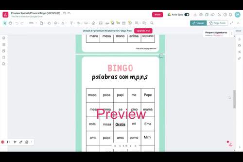 Spanish Bingo Cards for Small Groups -Words with "m,p,s,n" | TPT