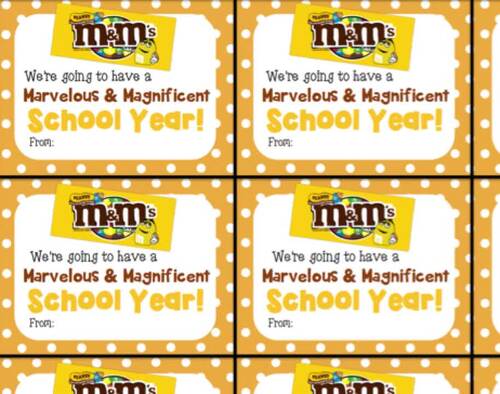 Candy Bars Variety Pack Beginning of Year Gift Tag BUNDLE- M&M's ...