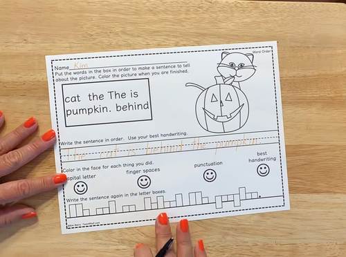 Sentence Writing Scrambled Sentences Grades 1-2 Halloween Writing ...