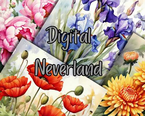 Watercolor Flower Pattern Digital Paper, Spring Inspired Digital ...