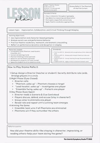 Drama Mafia 2: Musical Theatre Improv Game – Phantom Mystery, Roles ...