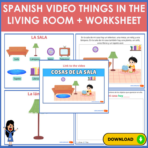 Spanish Video Things In The Living room Vocabulary + Worksheet by ...