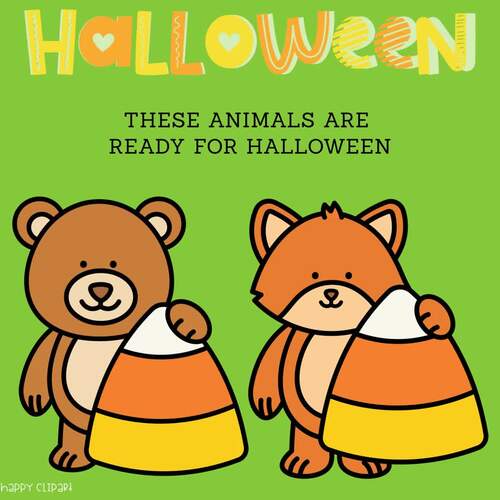 Animals with candy corn [Halloween clipart] by Happy Clipart | TPT