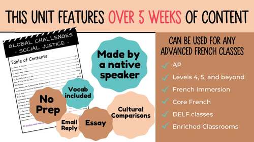 FRENCH Unit on Global Challenges Défis Mondiaux Social Justice ...