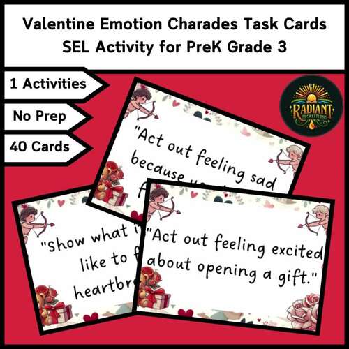 Valentine's Day Emotion Charades Task Cards SEL Activity for PreK to ...