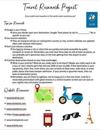 Plan a Trip to Travel Abroad - Middle & High School Project Based ...