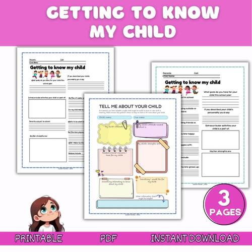 Getting To Know My Child! by Colorful Creative Printables | TPT