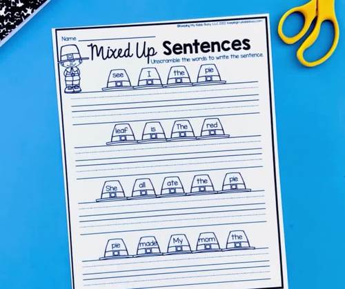 First Grade November Worksheets Math Reading Centers Thanksgiving Fall 1st