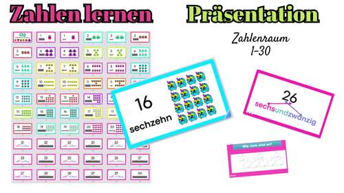 German | DAF | DAZ | Learning numbers 1-30 + 10-100 | Presentations bundle