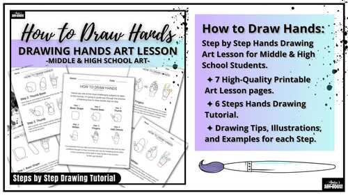 How to Draw Hands: Step by Step Hands Drawing Art Lesson | Middle ...