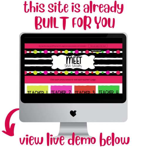 Classroom Website Template Premade Design Google Sites Dot Bright Bold