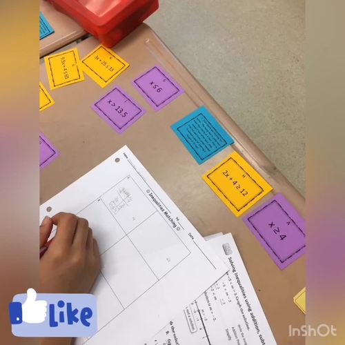 Two-Step Inequalities Task Cards Matching Game by Jillian Fernandez