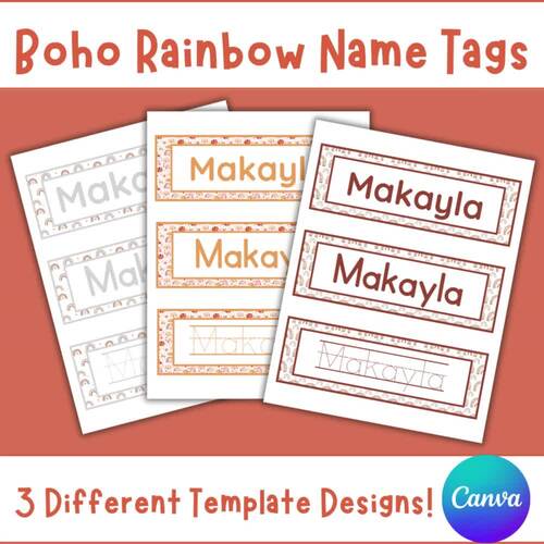 Editable Rainbow Boho Classroom Name Tag Template | Classroom Decor ...