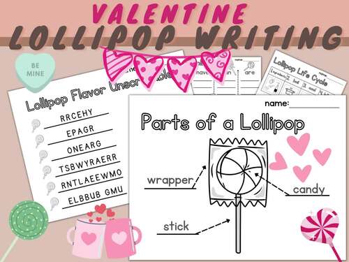 Valentine's Day Lollipop Informative Writing Packet 11 Engaging and Fun ...