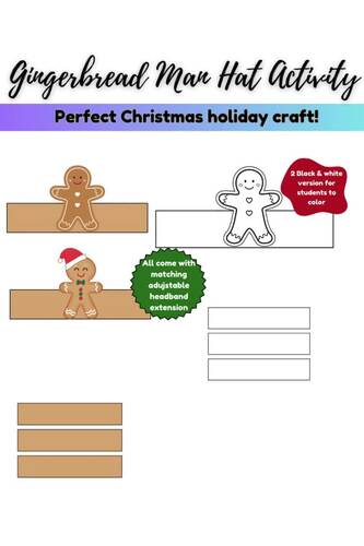 Gingerbread Man Hat Craft BUNDLE- Printable Christmas & Winter Grades ...