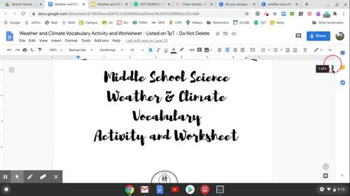 Middle School Weather & Climate Vocabulary Bundle NGSS Earth Science