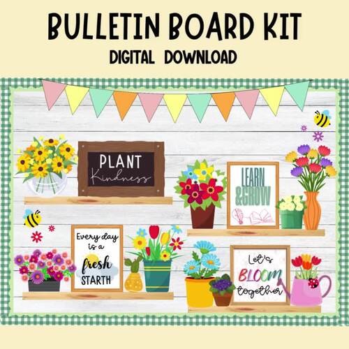 Spring Kindness Bulletin Board Kit Summer Plant Classroom Decor by ...