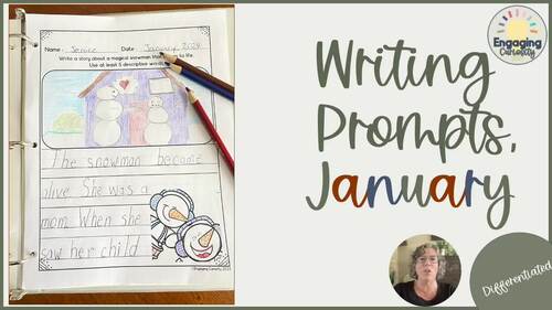 January Differentiated Daily Journal Writing Prompts for K, Grade 1 and ...