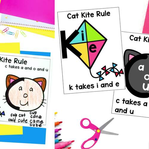 Cat Kite Rule C K or CK Worksheets Posters by I Love 1st Grade