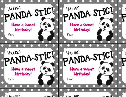 Hello Panda Birthday Gift Tag- You are PANDA-STIC! Have a sweet birthday!