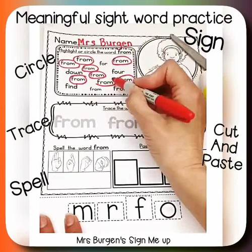 American Sign Language Worksheets Sight Word BUNDLE by Mrs Burgen's ...