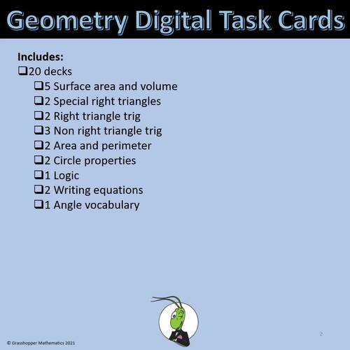 Geometry Boom Task Card Bundle for area and perimeter, angles, circles