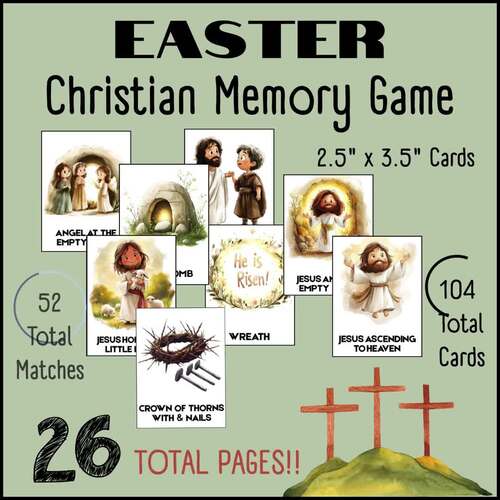 Christian Easter Memory Game, Bible Matching Game for Kids, Religious ...