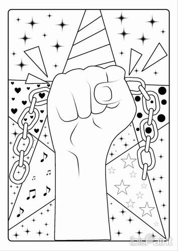 Juneteenth Coloring Pages Pop Art | Black History Month | Freedom Day ...