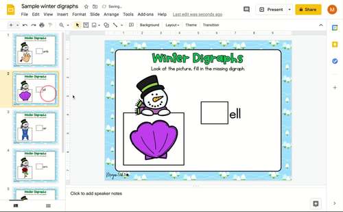 Winter Digital Digraphs for Google Slides Distance Learning by Megan Shea
