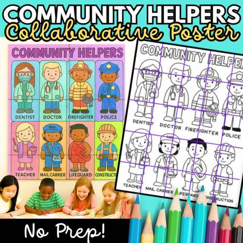Community Helpers Collaborative Poster | Coloring Pages & Bulletin ...