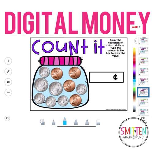 Digital Math Activities Money Counting Coins for Google Classroom™& Seesaw™