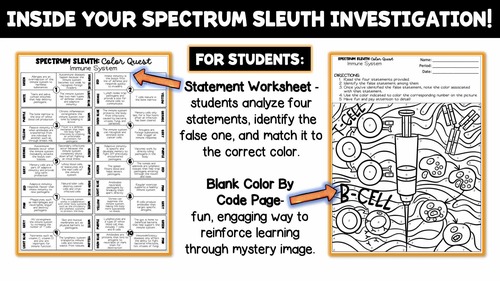 Immune System Color by Code | Spectrum Sleuth Science | TPT