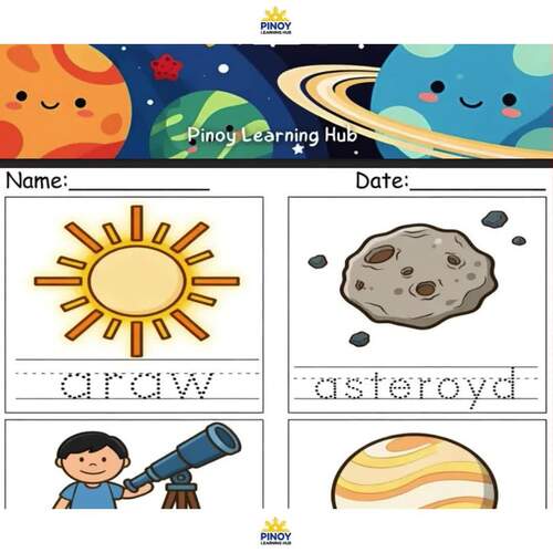 Ang Kalawakan at Mga Planeta | Tagalog Tracing PDF | Preschool | TPT