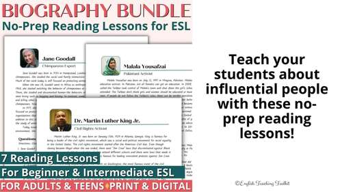 ESL Reading Comprehension Passages for Adults and ELL Newcomers ...
