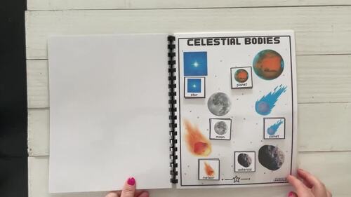 Space Interactive Book, 32 Movable Labeled Cards for Matching plus Fine ...