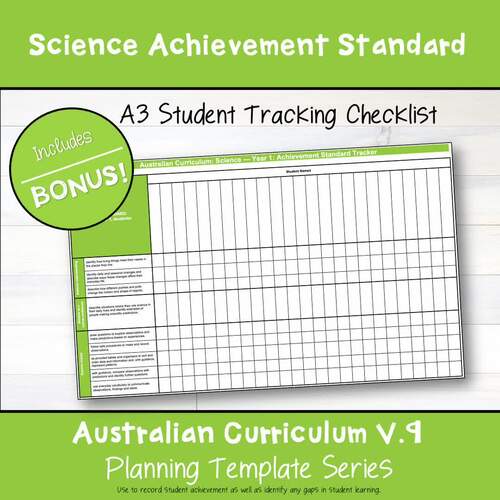 V9 Australian Curriculum SCIENCE ACHIEVEMENT STANDARD CHECKLISTS - YEAR 1