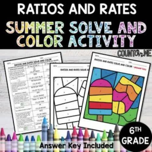 Ratios and Rates No Prep Solve and Color Activity - Summer Theme
