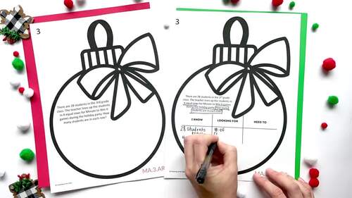 3rd Grade Winter Florida BEST Math Word Problems Christmas Craft 3.AR.1.2