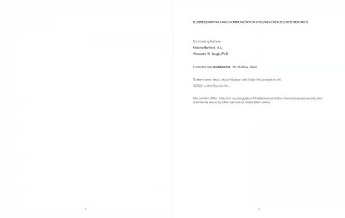 Business Writing and Communication - 16-Week OER Instructor Teaching Guide