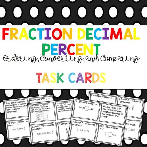 Fraction, Decimal, and Percent: Ordering, Comparing, and Converting ...