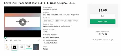 Level Test. Placement Test. ESL. EFL. Online. Digital. ELLs. | TPT