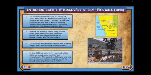 The Gold Rush In California Sutters Mill L29 Bundle.Powerpoint. Worksheets