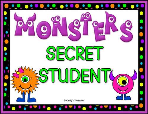 Secret Student-Monster Theme by Cindy's Treasures | TPT