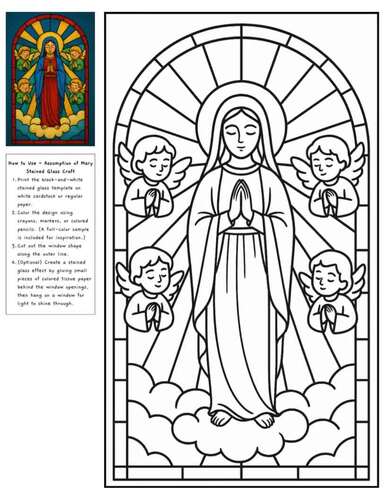Assumption of Mary Coloring & Tissue Paper Craft | Catholic Feast Day ...