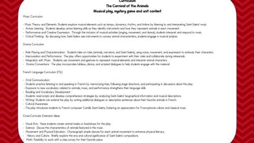 Carnival of the Animals Theatre Script ENGLISH Music and Drama Play/Readers