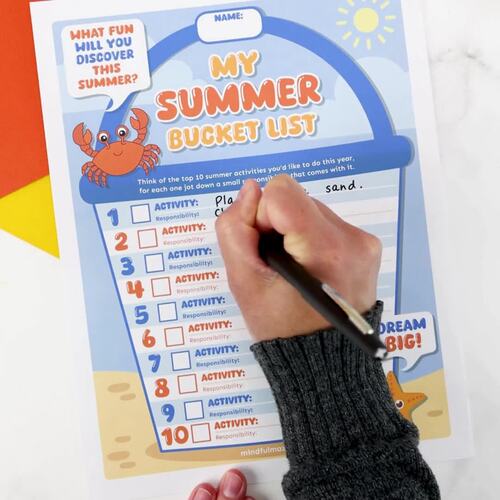 Summer Bucket List Taking Responsibility Activities and Worksheets