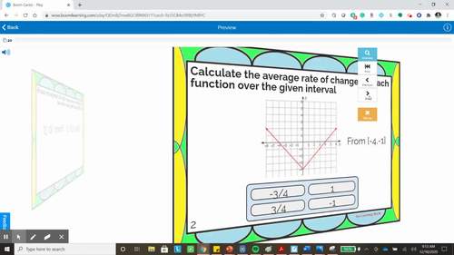 Average Rate of Change of Non-Linear Functions: BOOM Cards - 20 Problems