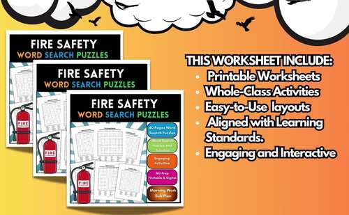Fun Fire Safety Word Search Activities Morning Work 4th,5th,6th,7th,8th ...