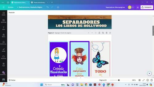 Separadores Marcapáginas Los libros de Hollywood Plantilla Canva ...