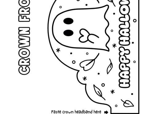 Halloween Crown Craft, EASY, FUN, ENGAGING Coloring Ghost Paper Hat ...
